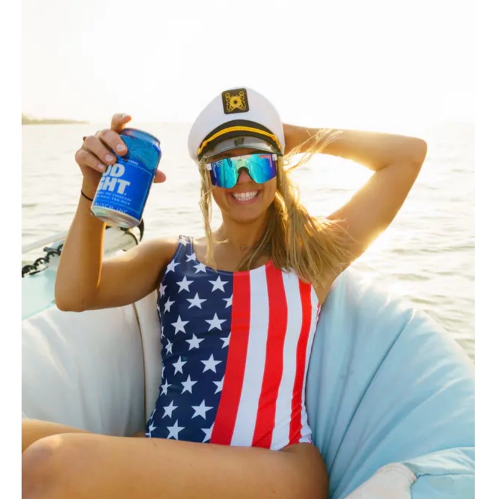 Shinesty American Flag One Piece Swimsuit Size Small - Gem
